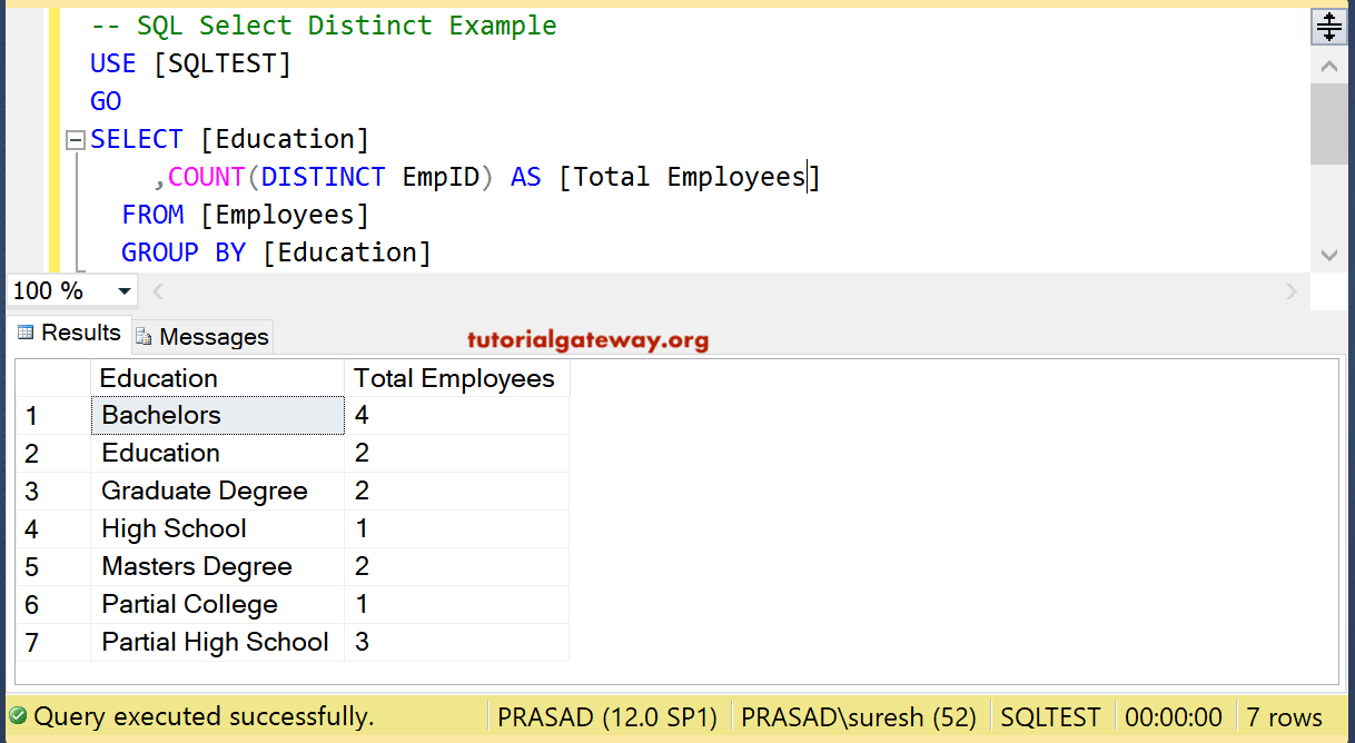 Sql Server Select Distinct